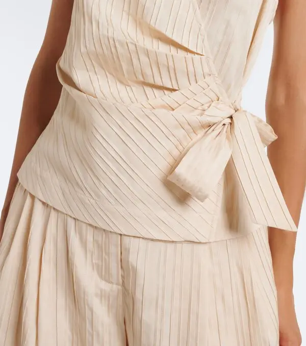 Simkhai Bria Striped Halterneck Top - Beige