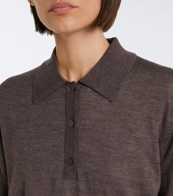 Loulou De Saison Miles Cashmere Polo Sweater Melange