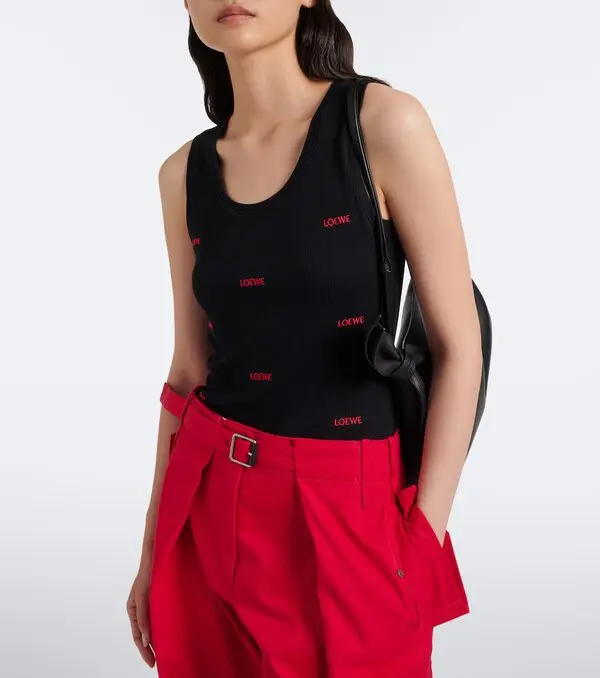 Loewe Logo Ribbed Cotton-blend Jersey Tank Top