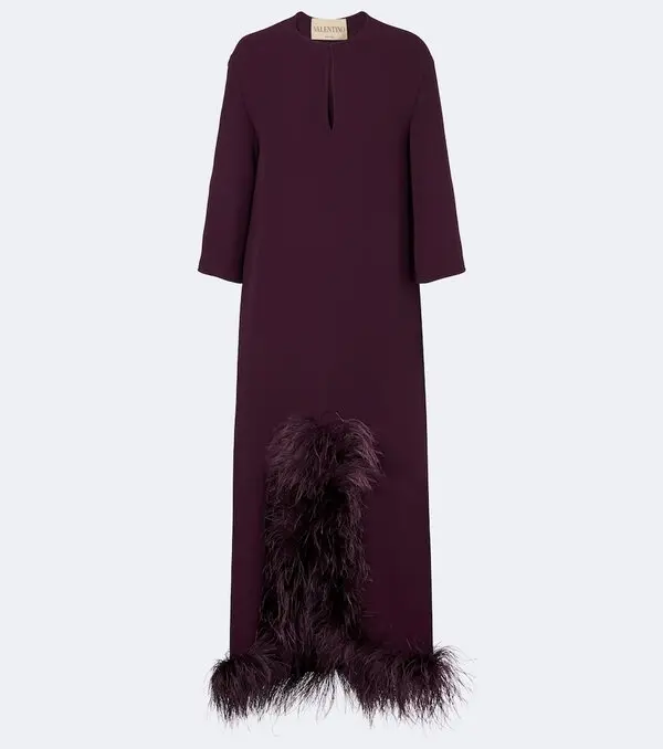 Valentino Garavani Cady Couture Feather-trimmed Gown - Purple