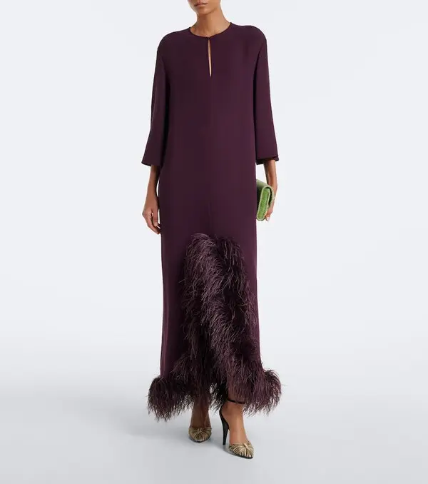 Valentino Garavani Cady Couture Feather-trimmed Gown