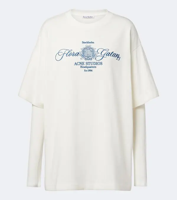 Acne Studios Layered Embroidered Cotton Jersey T-shirt - White