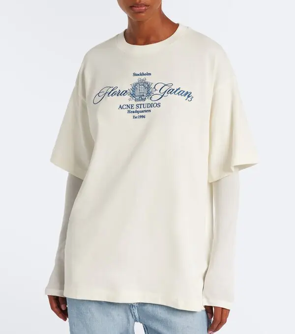 Acne Studios Layered Embroidered Cotton Jersey T-shirt - White
