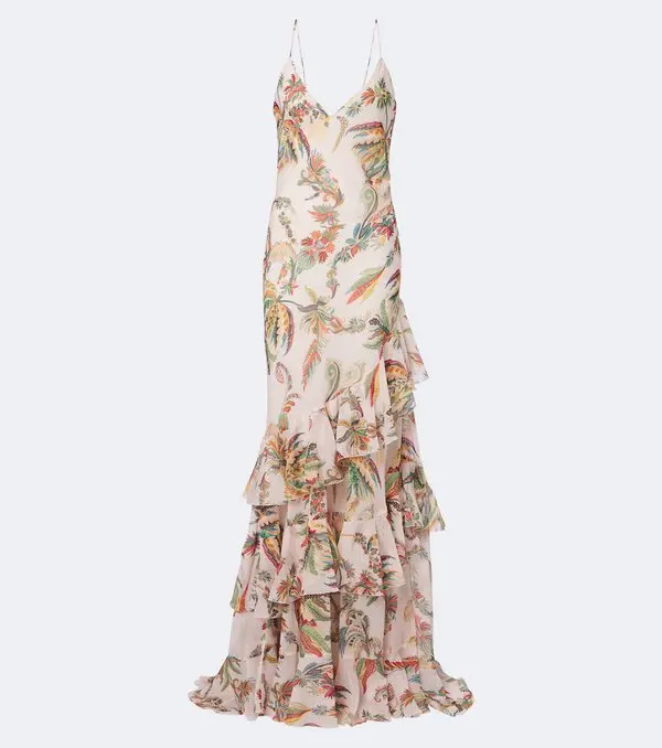 Etro Floral Ruffled Gown - Multicoloured