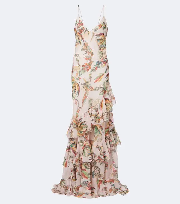 Etro Floral Ruffled Gown - Multicoloured