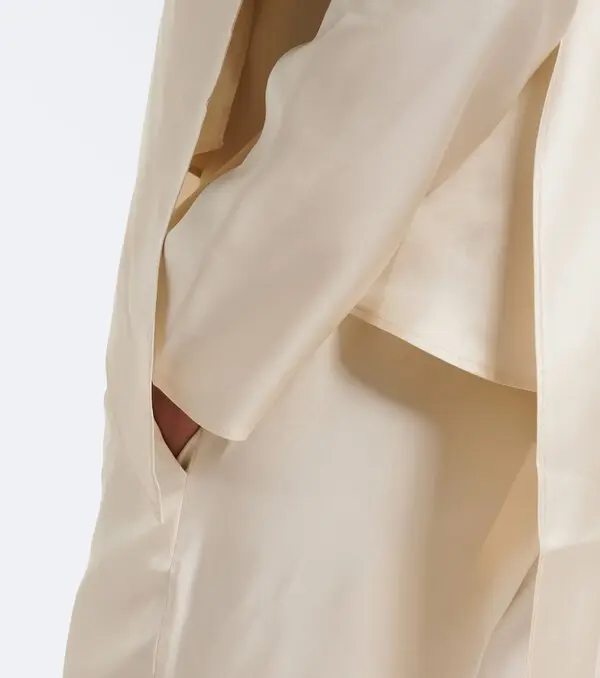 Loulou De Saison Gala Draped Scarf-detail Silk Twill Top - Beige