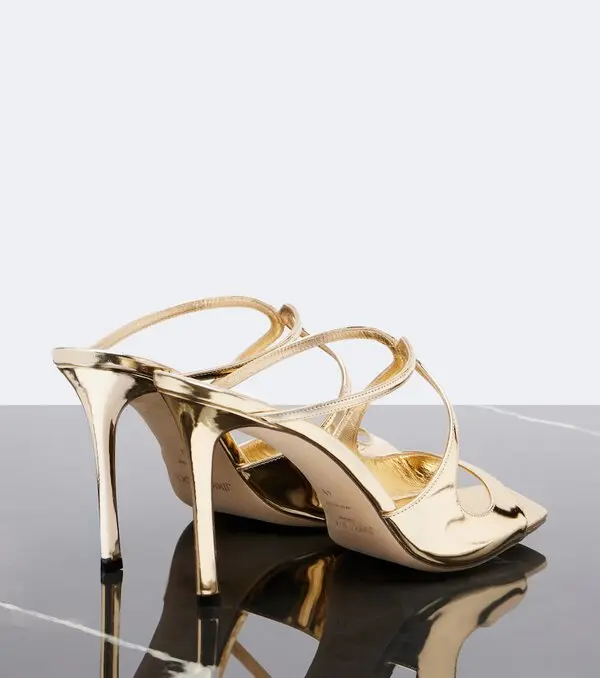 JIMMY CHOO Anise Metallic Leather Mules