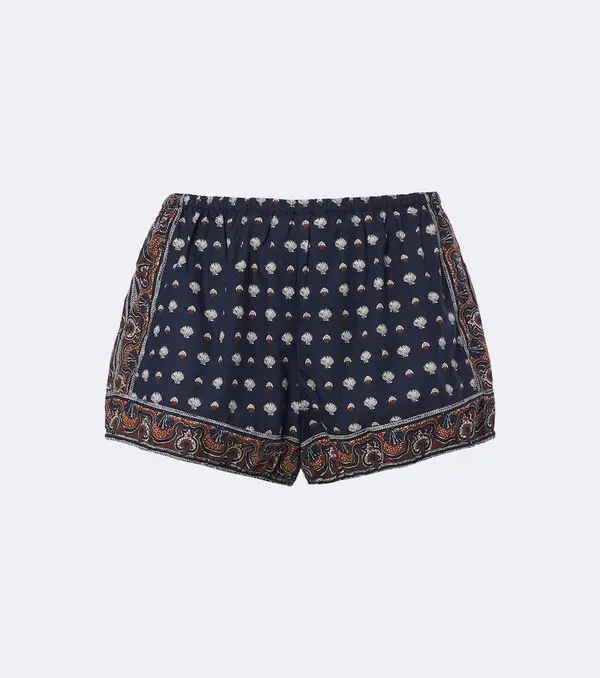 DÔEN Vienna Printed Cotton Shorts - Blue