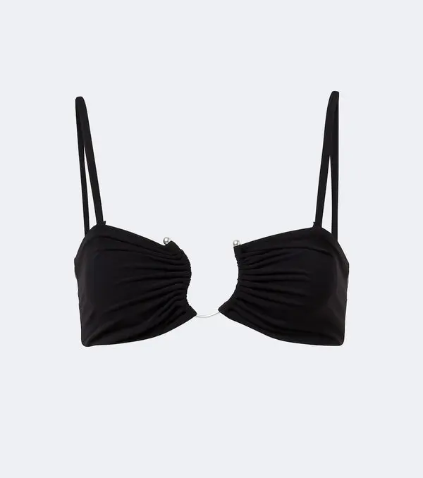 Christopher Esber Gathered Bikini Top - Black