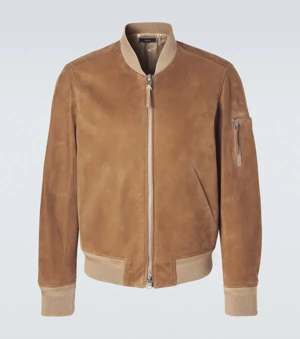 TOM FORD Suede Bomber Jacket - Brown