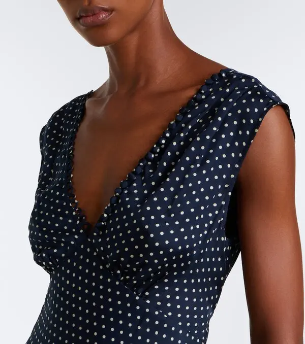 DÔEN Tahlia Polka Dot Silk-blend Midi Dress