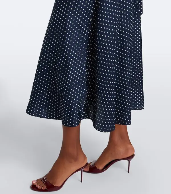 DÔEN Tahlia Polka Dot Silk-blend Midi Dress
