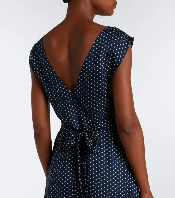 DÔEN Tahlia Polka Dot Silk-blend Midi Dress