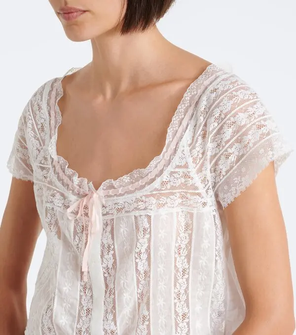 DÔEN Greta Embroidered Lace Cotton Top
