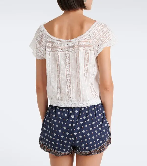 DÔEN Greta Embroidered Lace Cotton Top