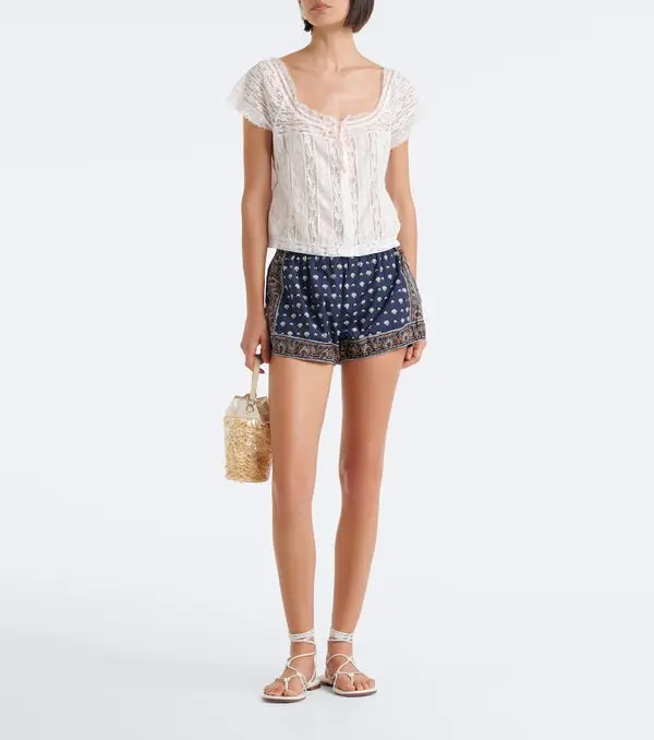 DÔEN Greta Embroidered Lace Cotton Top