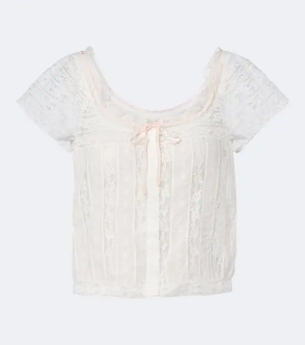 DÔEN Greta Embroidered Lace Cotton Top - Alabaster