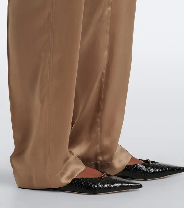 TOM FORD Silk Satin Straight Leg Pants - Beige