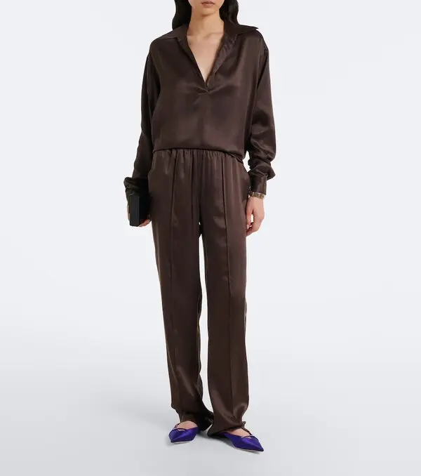 TOM FORD Silk Satin Straight Leg Pants