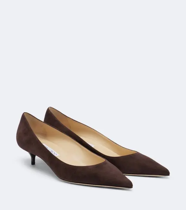 JIMMY CHOO Amelia Suede Pointed Toe Pumps - Brown