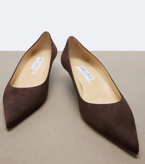 JIMMY CHOO Amelia Suede Pointed Toe Pumps - Brown