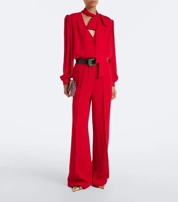 Valentino Garavani Cady Couture Wide-leg Silk Pants - Red