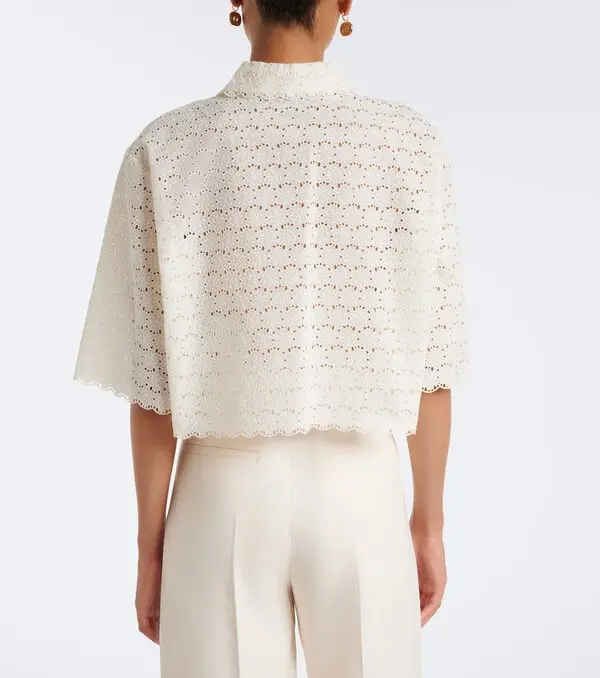 Valentino Garavani Vlogo Broderie Anglaise Cotton Shirt