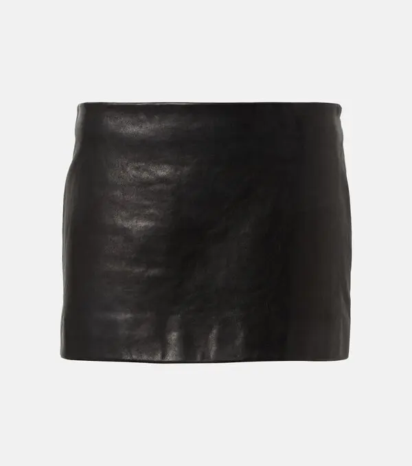 Khaite Jett Leather Miniskirt - Black