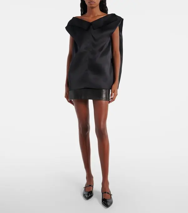 Khaite Jett Leather Miniskirt - Black