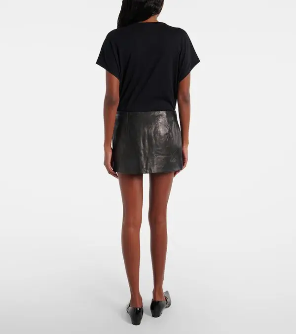 Khaite Jett Leather Miniskirt - Black