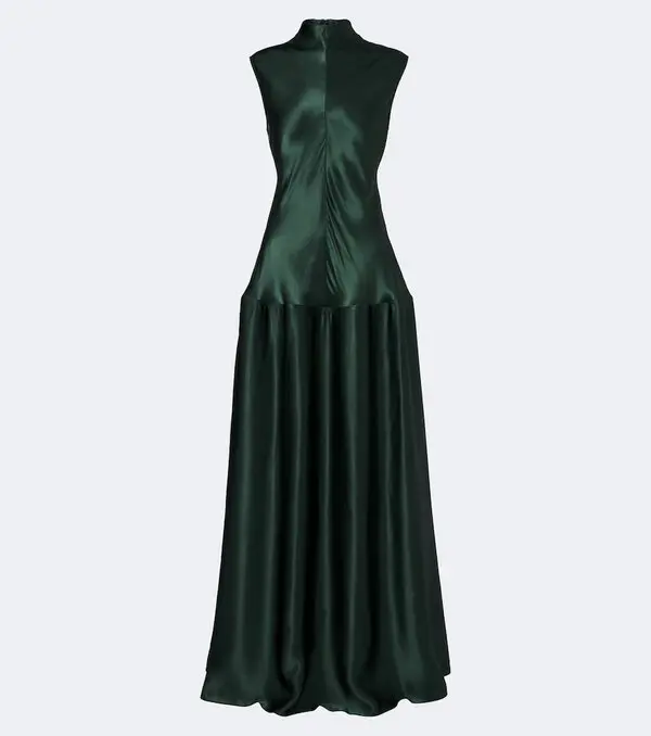 FFORME Satin Maxi Dress In Violet - Green