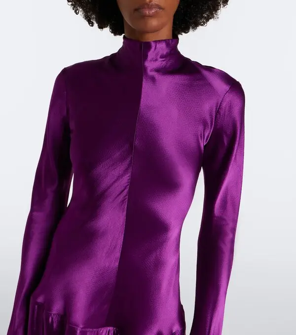 FFORME Satin Maxi Dress In Violet - Purple