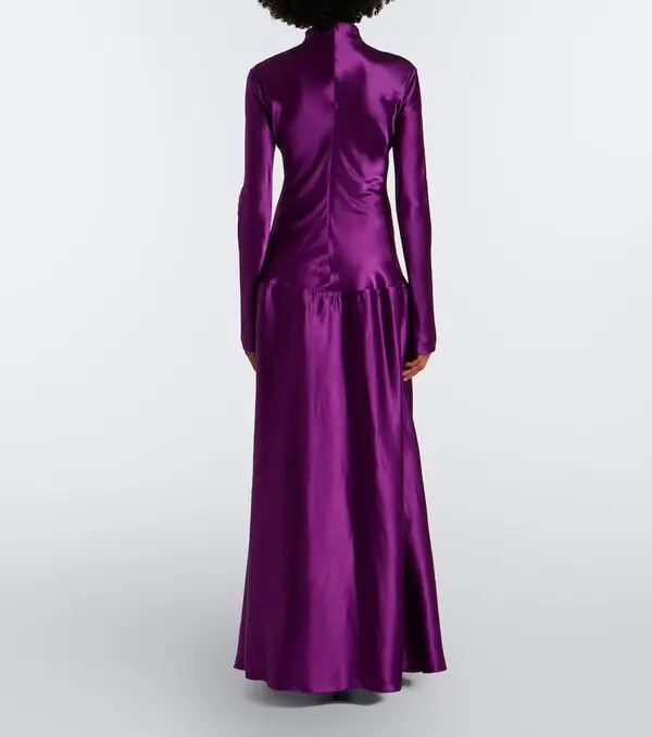 FFORME Satin Maxi Dress In Violet - Purple