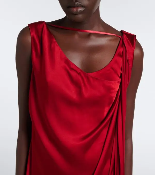 MAISON MARGIELA Draped Satin Maxi Dress - Red