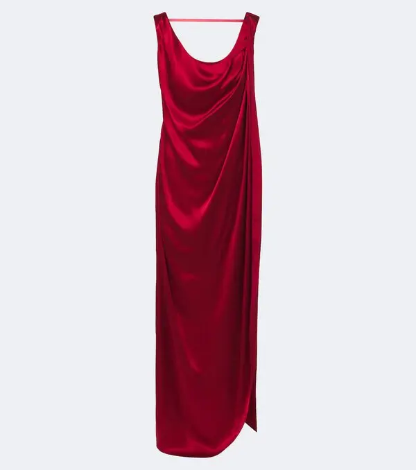 MAISON MARGIELA Draped Satin Maxi Dress - Red
