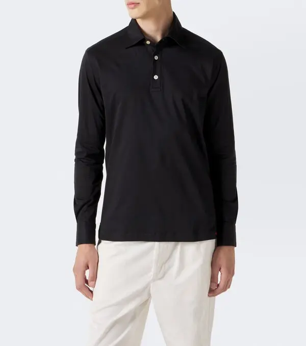 Kiton Cotton Poplin Polo Top - Black