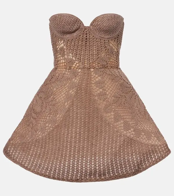Magda Butrym Crochet Cotton Corset Dress - Brown