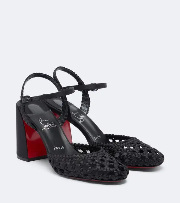 CHRISTIAN LOUBOUTIN Jane Crêpe Satin Pumps With Buckle-fastening Ankle Strap - Black