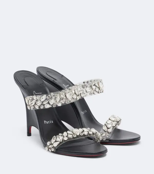 CHRISTIAN LOUBOUTIN Embellished Wedge Sandals - Transparent