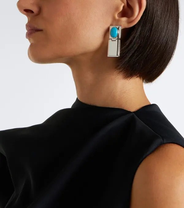 DEHANCHE Déhanche Embellished Pendant Earrings With Turquoise