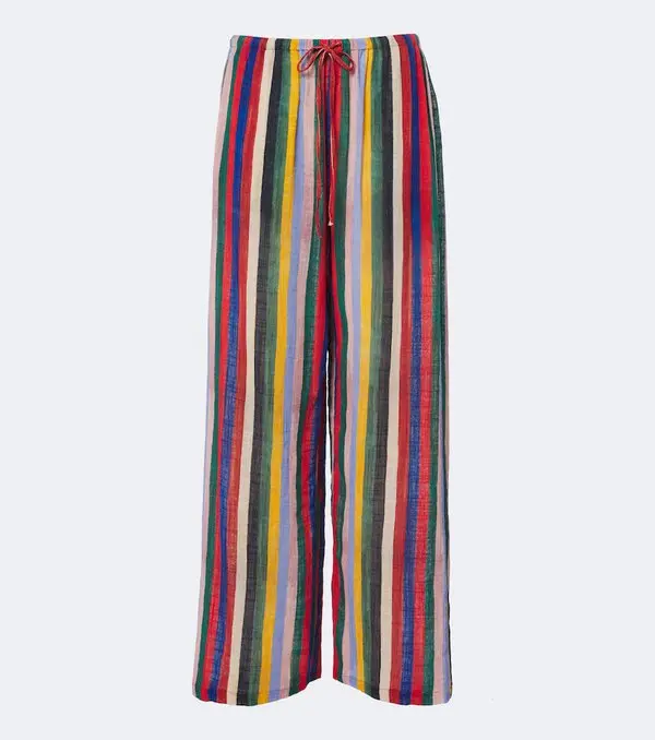 Staud Mateo Striped Cotton Wide-leg Pants