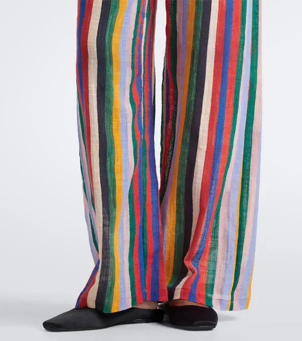 Staud Mateo Striped Cotton Wide-leg Pants