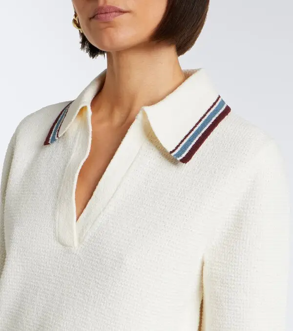 Veronica Beard Knitted Cotton-blend Polo Shirt - White
