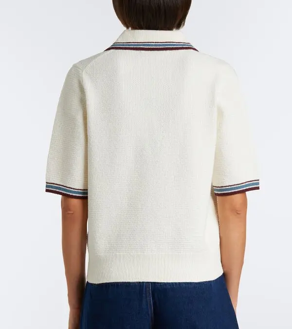 Veronica Beard Knitted Cotton-blend Polo Shirt - White