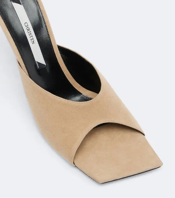 CHRISTEN Suede Mules - Beige