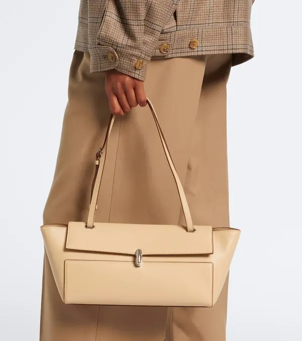 Savette Symmetry Trapeze Leather Shoulder Bag - Beige
