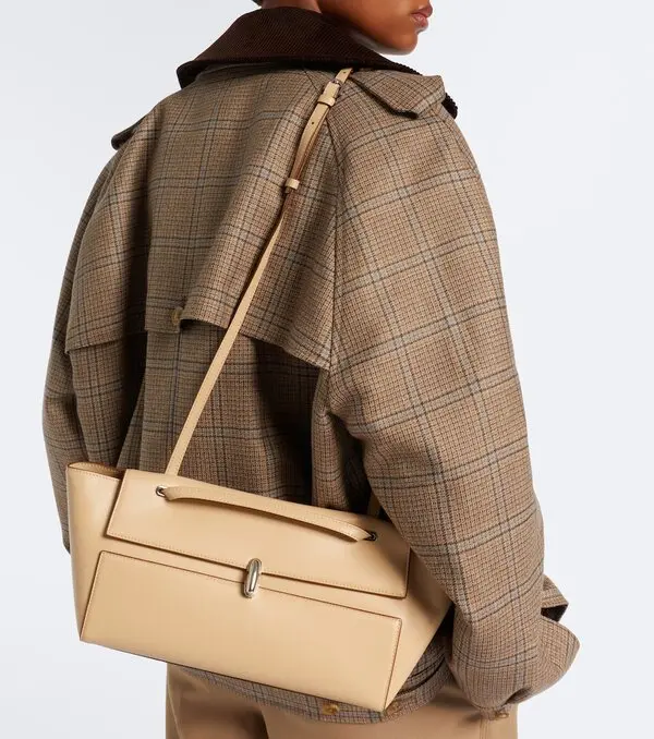 Savette Symmetry Trapeze Leather Shoulder Bag - Beige