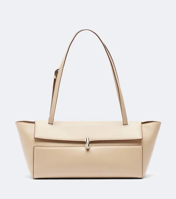 Savette Symmetry Trapeze Leather Shoulder Bag - Beige