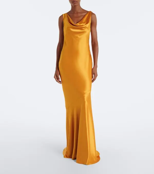 Retrofete Keryn Embellished Satin Gown - Gold
