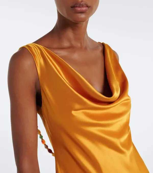 Retrofete Keryn Embellished Satin Gown - Gold